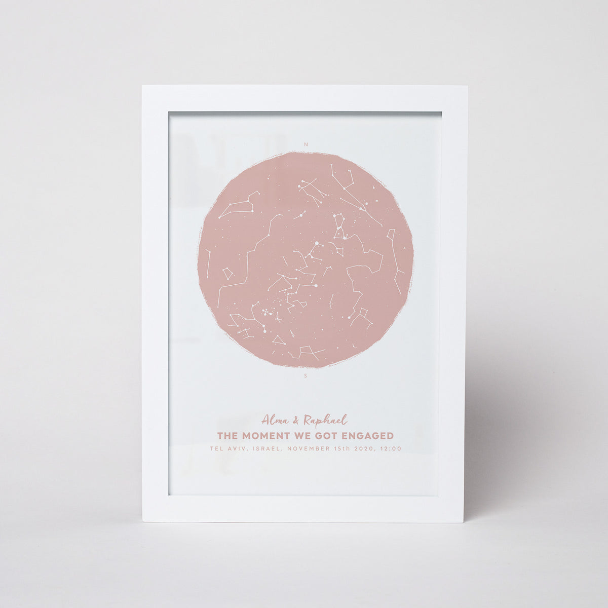 White Space מפת כוכבים דגם Light Pink | עיצוב הבית